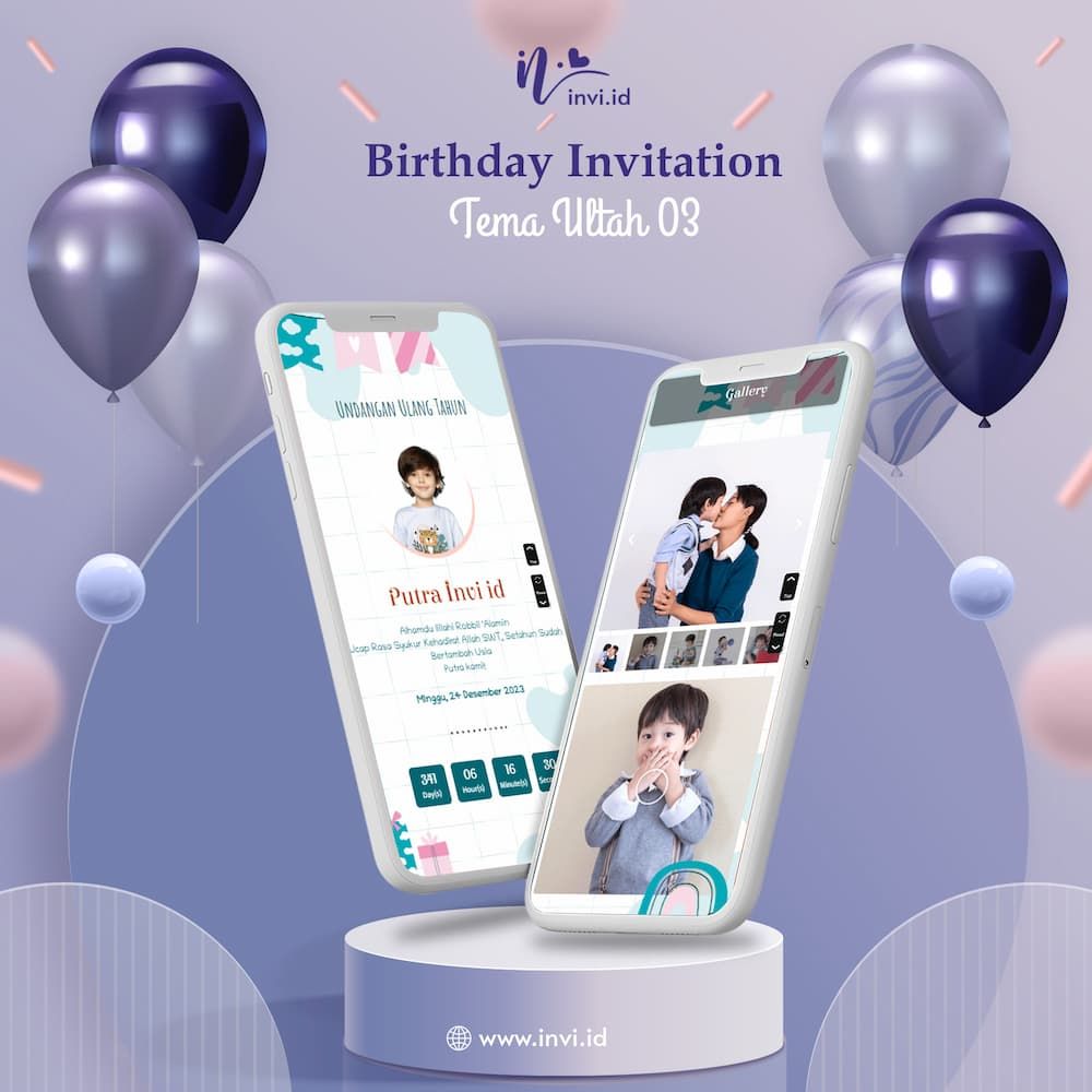 Buat Website Undangan Ulang Tahun Digital Siap Pakai - invi